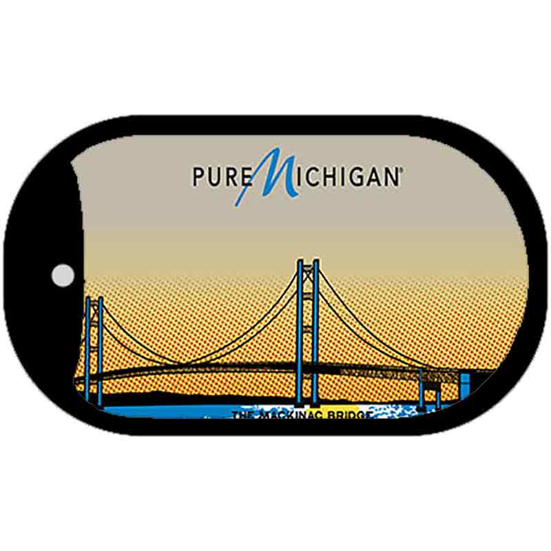 Pure Michigan Mackinac Bridge Novelty Metal Dog Tag Necklace 2" x 1 ...