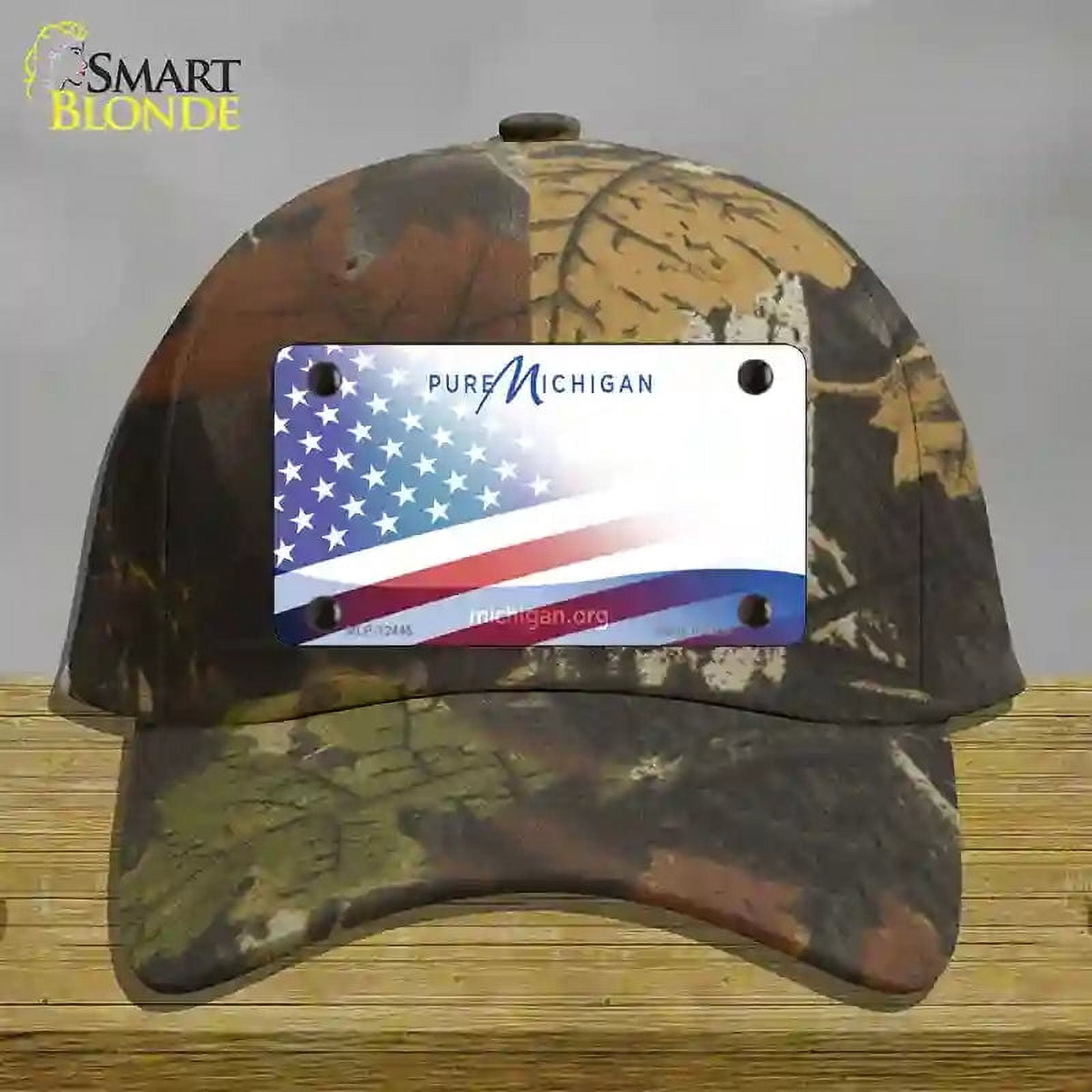Pure Michigan Plate American Flag Novelty License Plate Hat Cotton ...