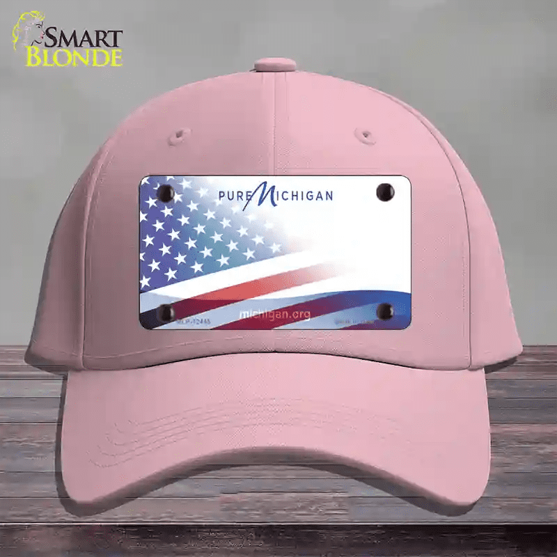 Pure Michigan Plate American Flag Novelty License Plate Hat Cotton Pink ...