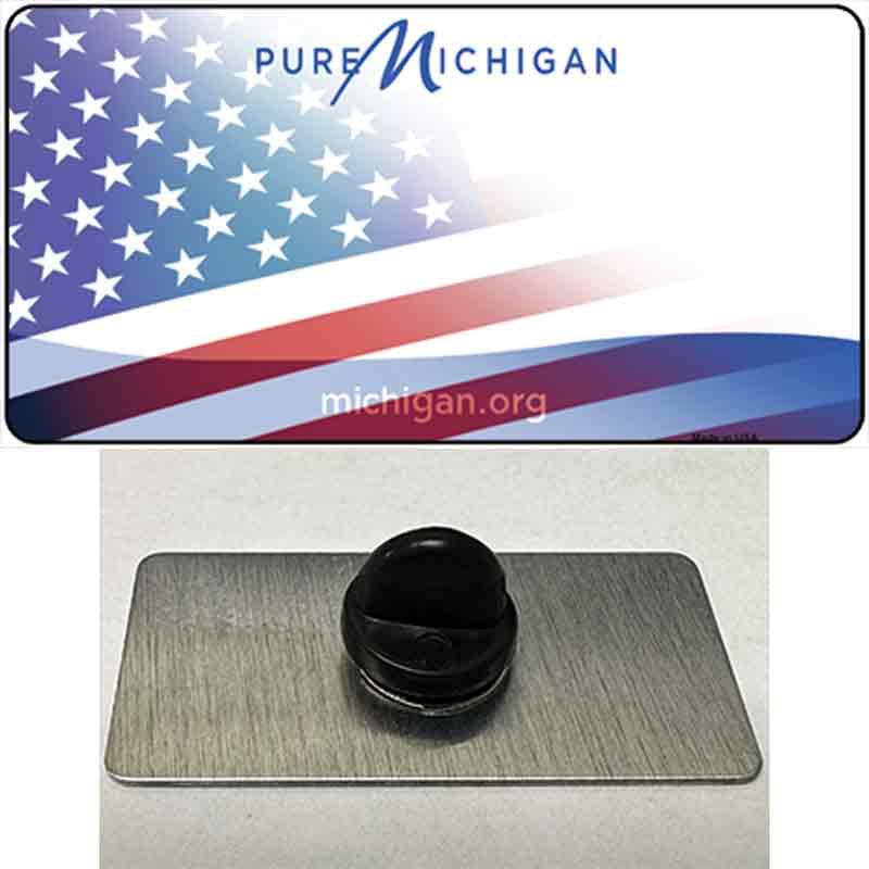 Pure Michigan Plate American Flag Novelty Metal Hat Pin 1.5" x 0.75 ...