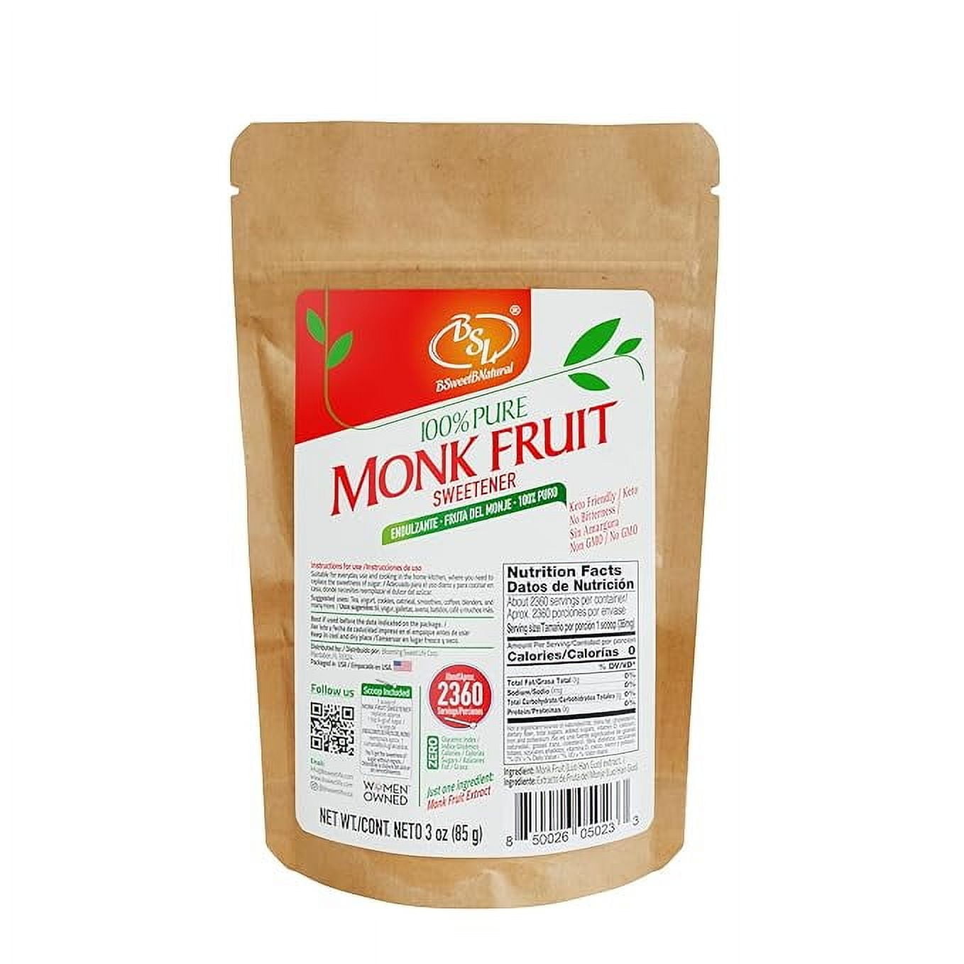 Pure Monk Fruit No Erythritol Natural Sweetener - Zero Calorie Sugar ...