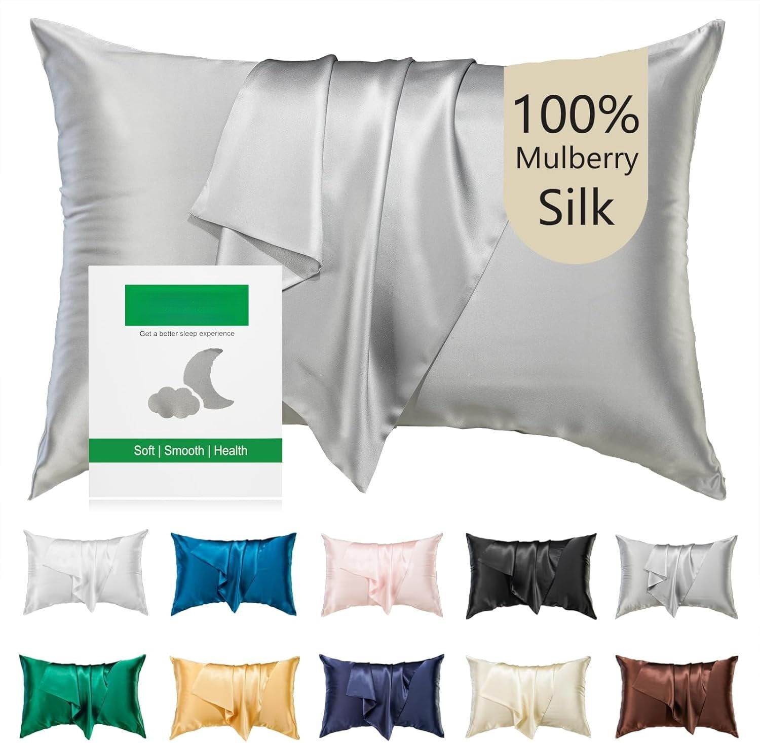 Pure Mulberry Silk Pillowcase for Hair and - Both Sides 25 Momme Grade ...