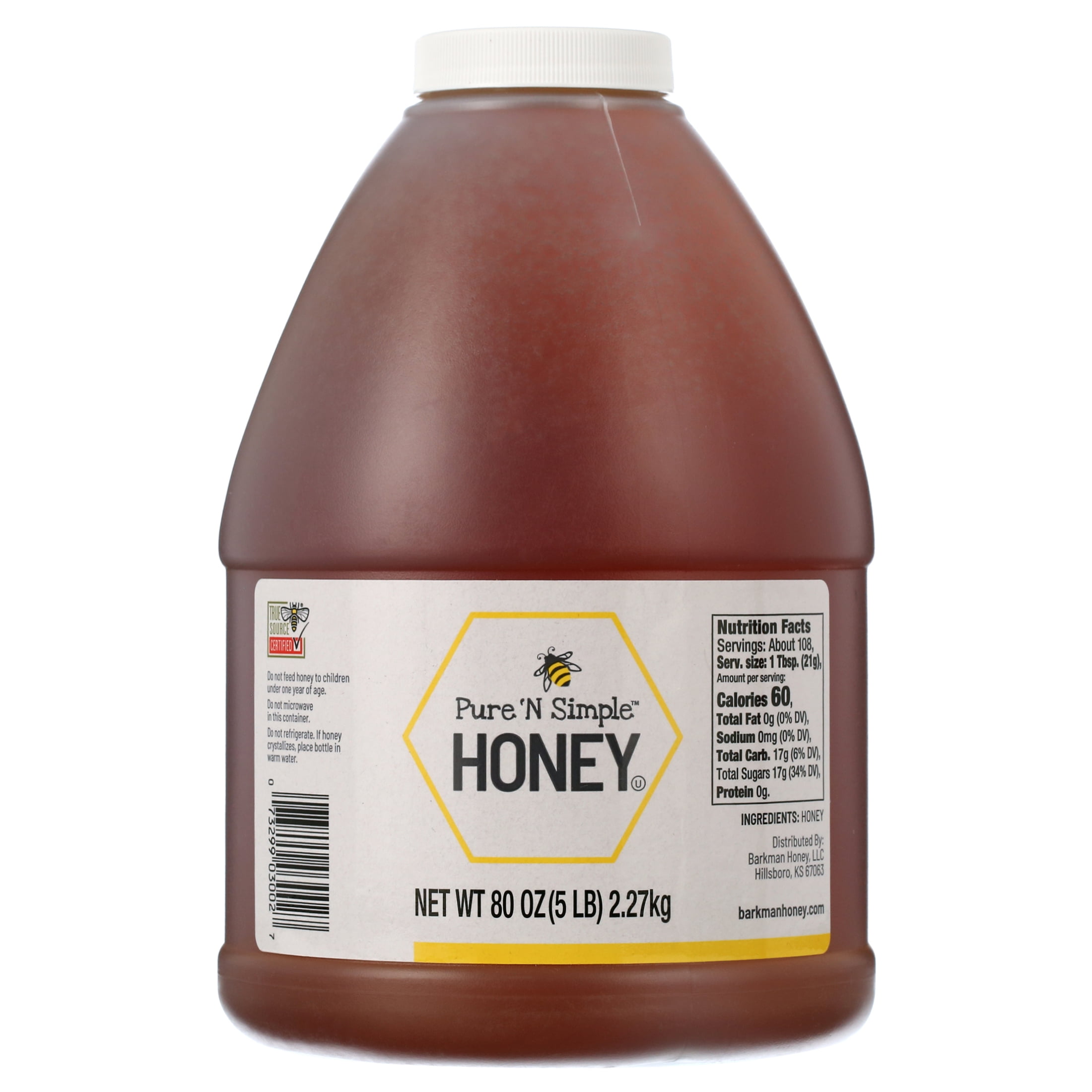 Pure 'N Simple 100% Pure Honey, 80 oz, Plastic Jug, No Allergens, True ...