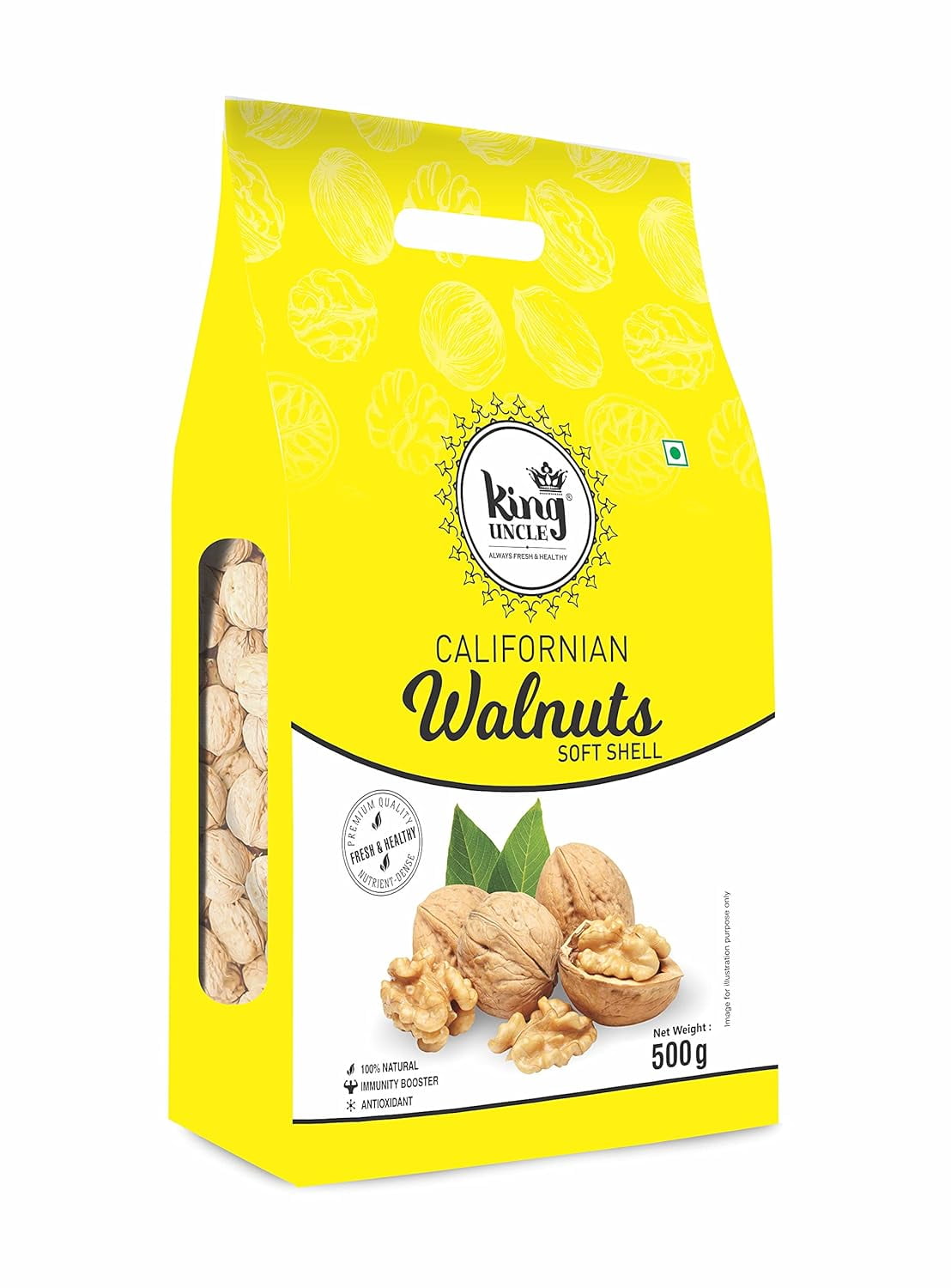 Pure Natural Californian Walnuts In Shell (Sabut Akhrot) By King Uncle's 2kg, (500gm * Pack Of 4 ...