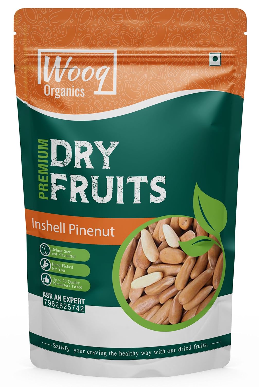 Pure Natural Inshell Pine Nuts Whole By Wooq Organics 200gm, | Rich In Nutrients Healthy Snacks ...