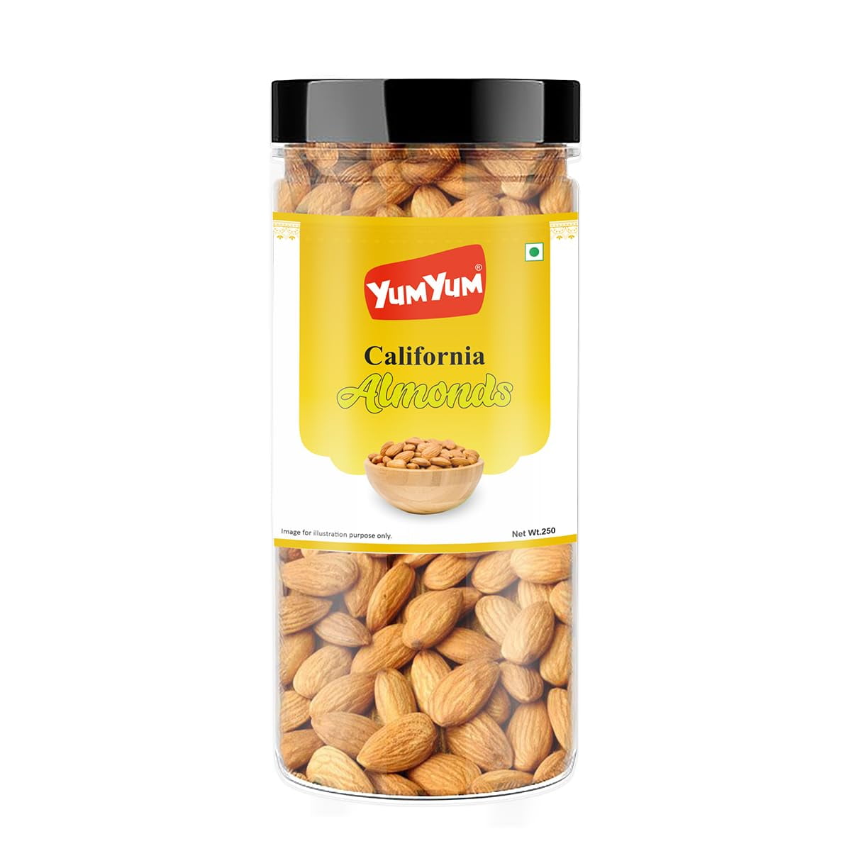 Pure Natural Raw California Almonds By Yum Yum 250gm, | High In Fiber ...