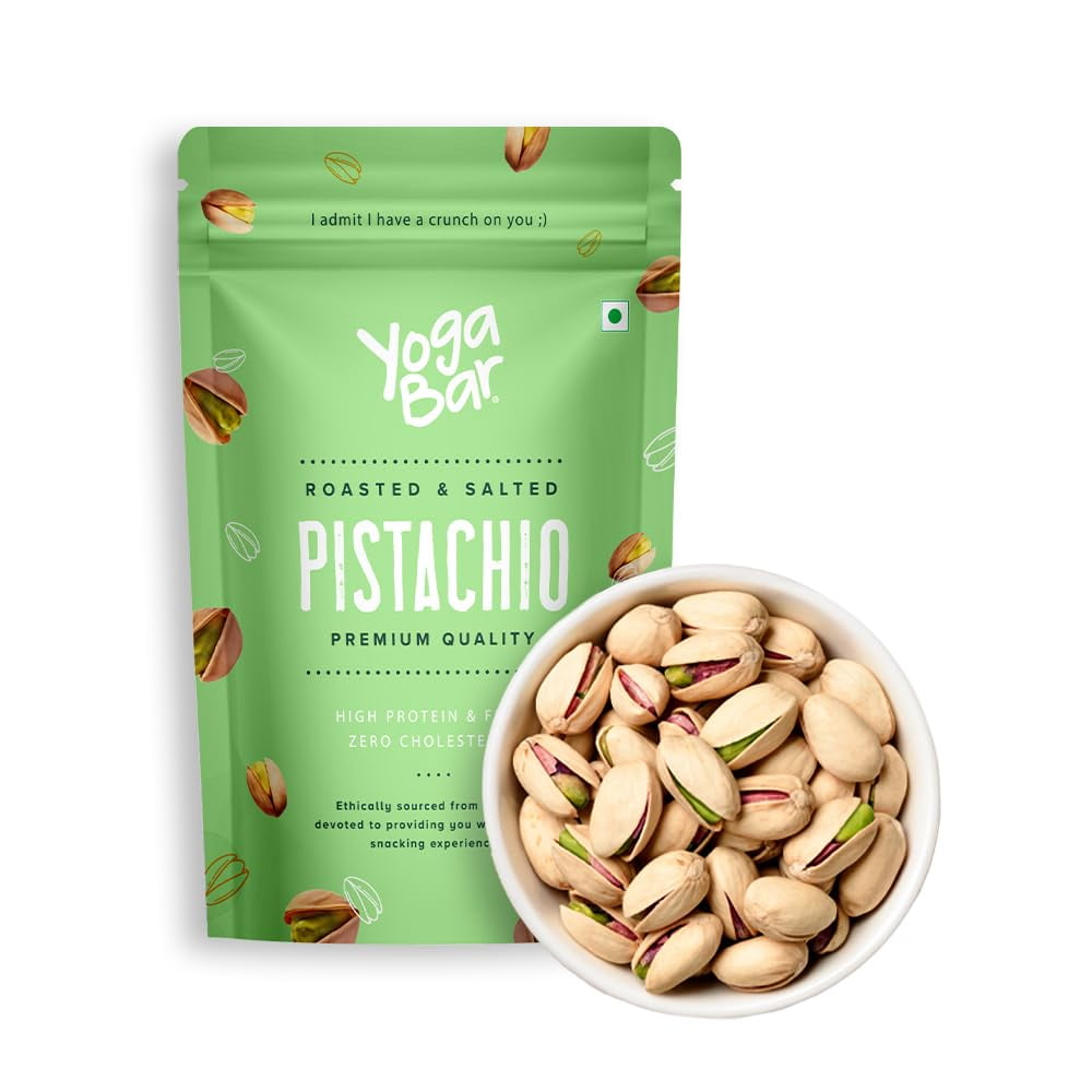 Pure Natural Roasted & Salted Pistachio By Yogabar 500gm, | High In Protein Fiber Healthy Snacks ...