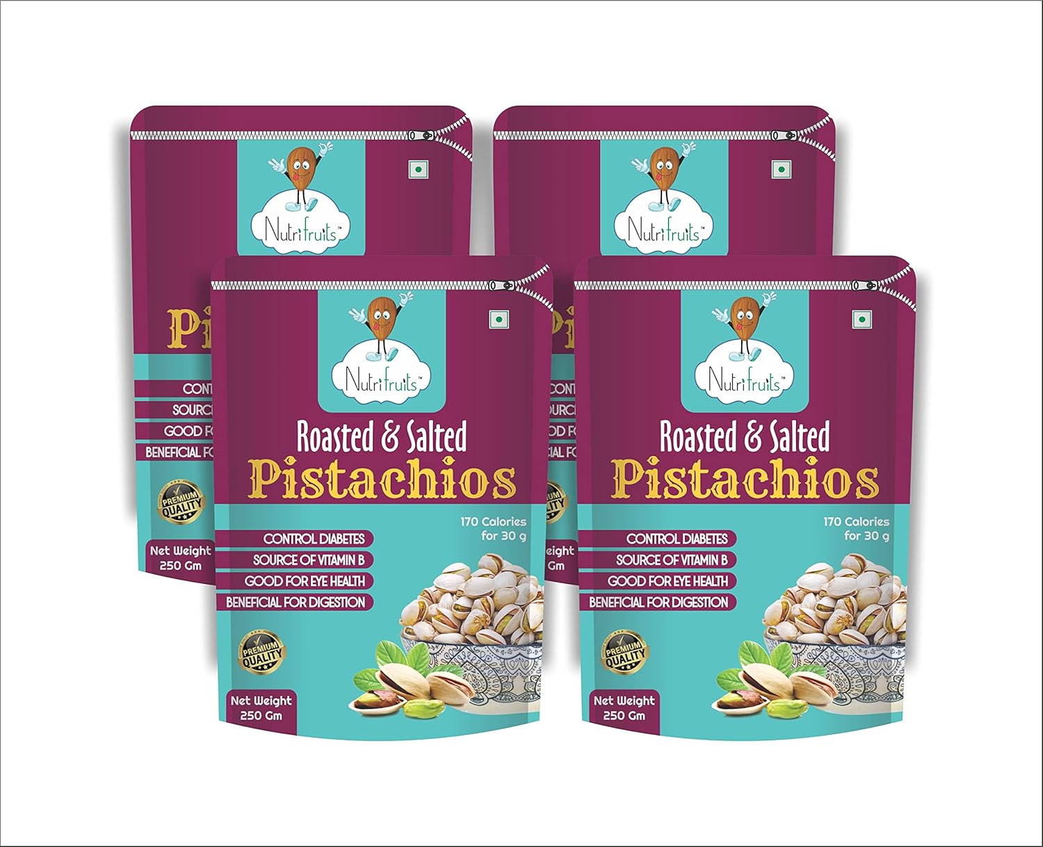 Pure Natural Roasted & Salted Pistachios By Nutrifruits 1kg, (250gm * Pack Of 4) | Delicious ...