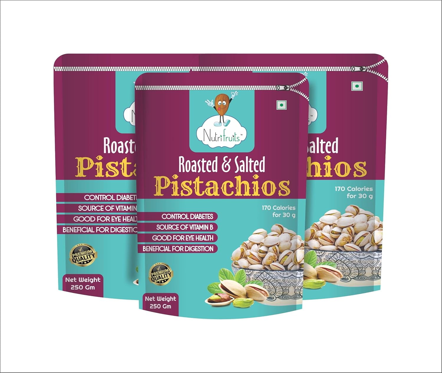Pure Natural Roasted & Salted Pistachios By Nutrifruits 750gm, (250gm * Pack Of 3) | Delicious ...