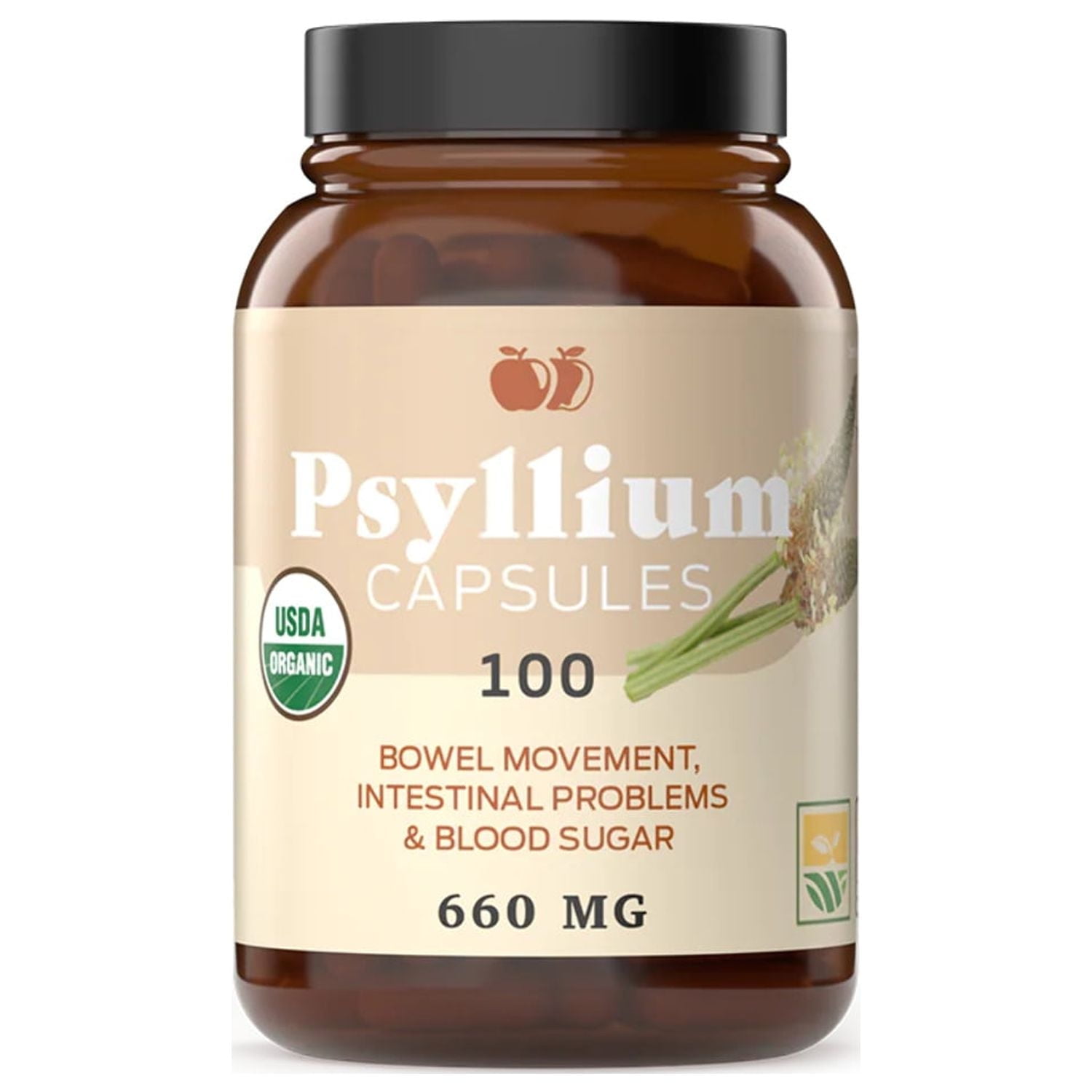 Pure Natural Whole Psyllium Husk Powder Capsules - 580mg Capsules 80 ...