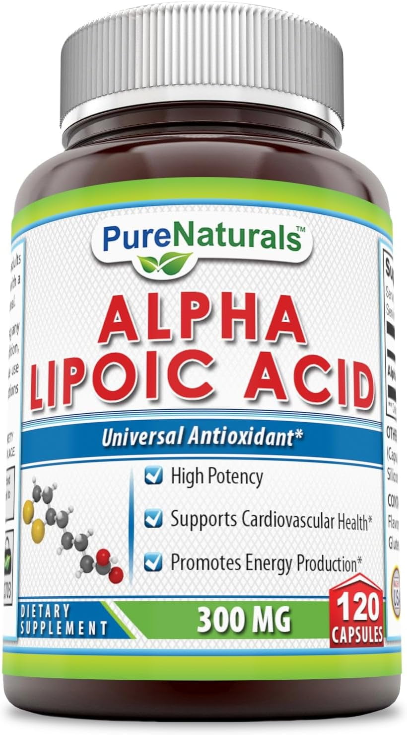 Pure Naturals Alpha Lipoic Acid ALA 300 mg, Non-GMO, Gluten Free, 120 ...