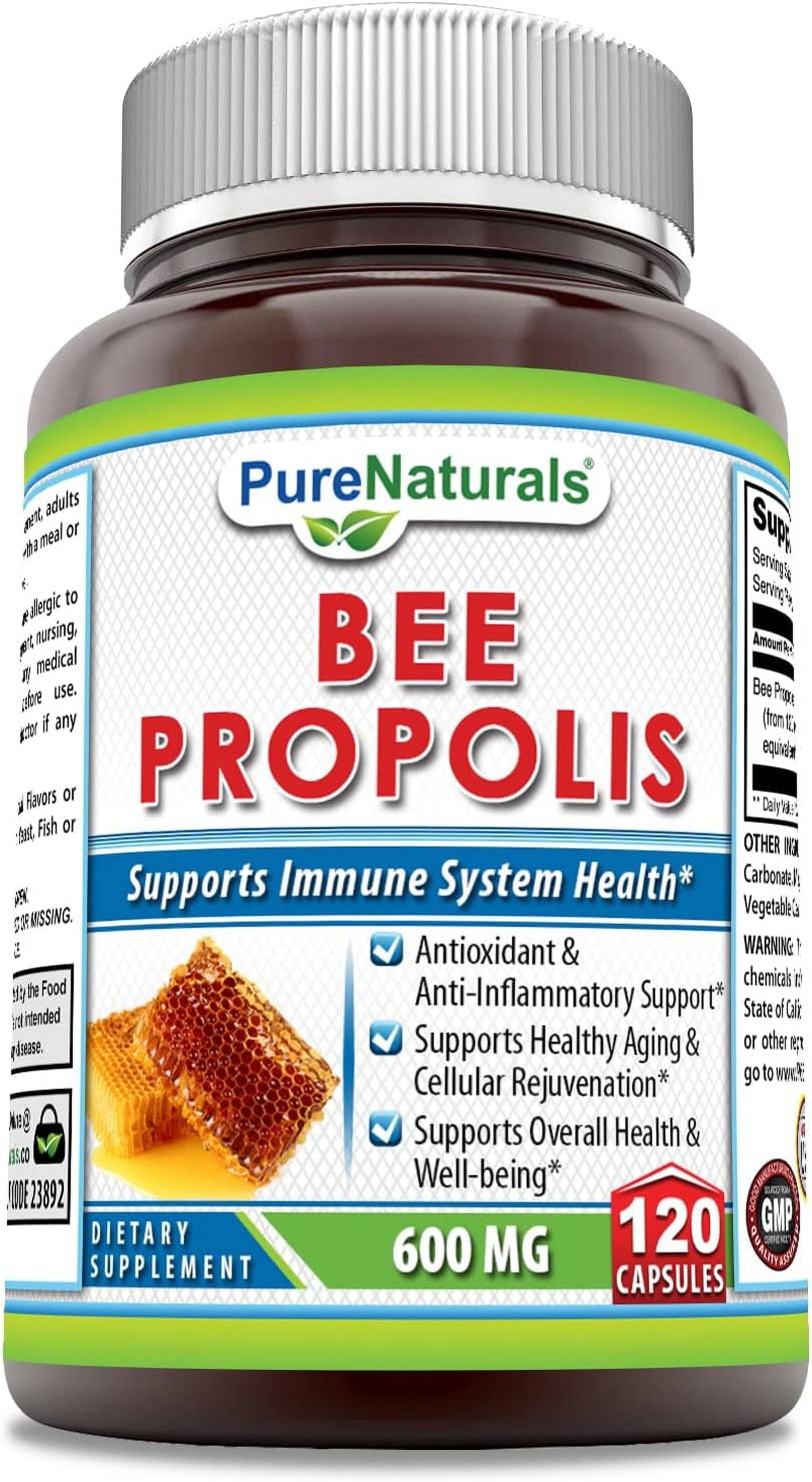 Pure Naturals Bee Propolis 600 mg 120 Capsules Supplement | Non-GMO ...