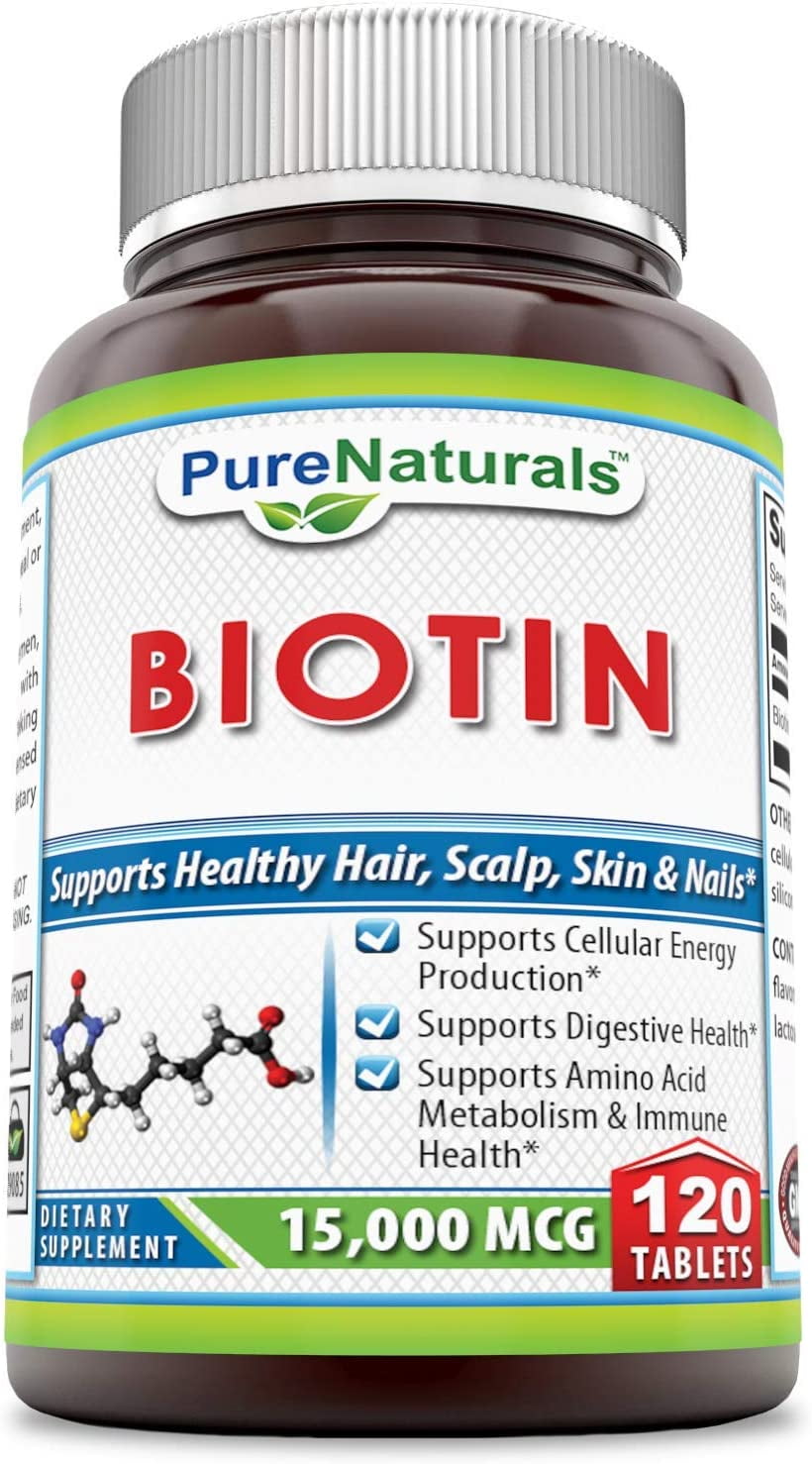 Pure Naturals Biotin 15000 mcg, 120 Non-GMO Tablets, Gluten Free, Made ...