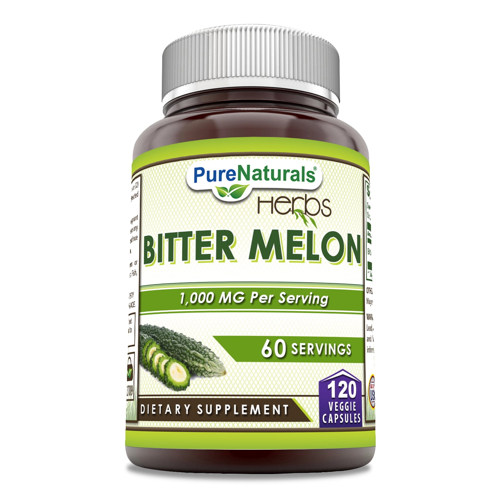 Pure Naturals Bitter Melon 1000 mg per Serving Supplement 120 Veggie ...