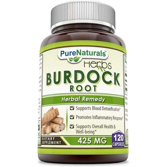 Pure Naturals Burdock Root 425 Mg Per Serving 120 Veggie Capsules ...