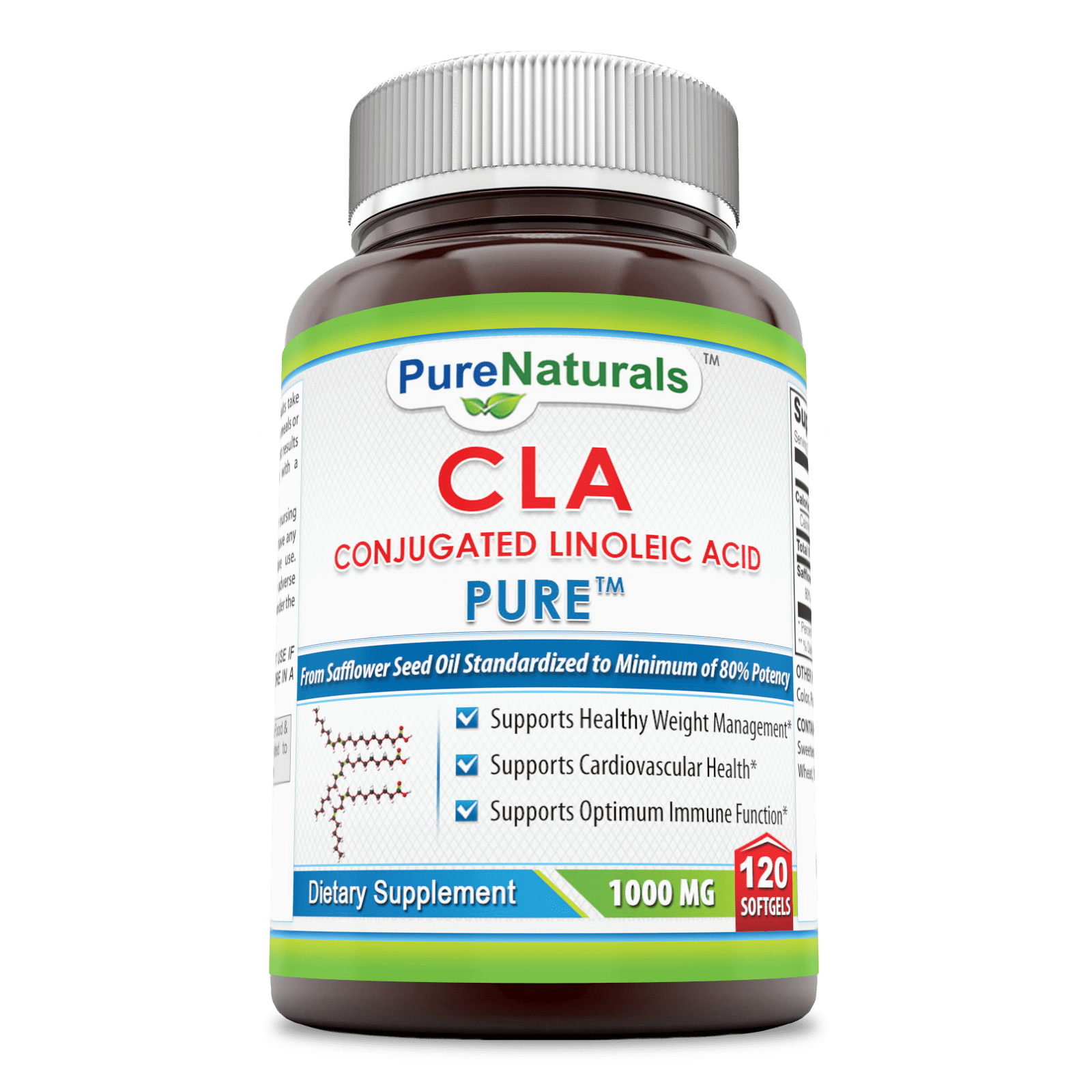 Pure Naturals CLA 1000 Mg 120 Softgels, Weight Loss, Metabolic Rate ...