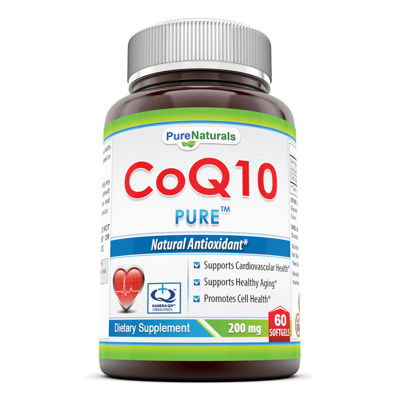 Pure Naturals COQ10 200 Mg 60 Softgels- Supports Cardiovascular Health ...
