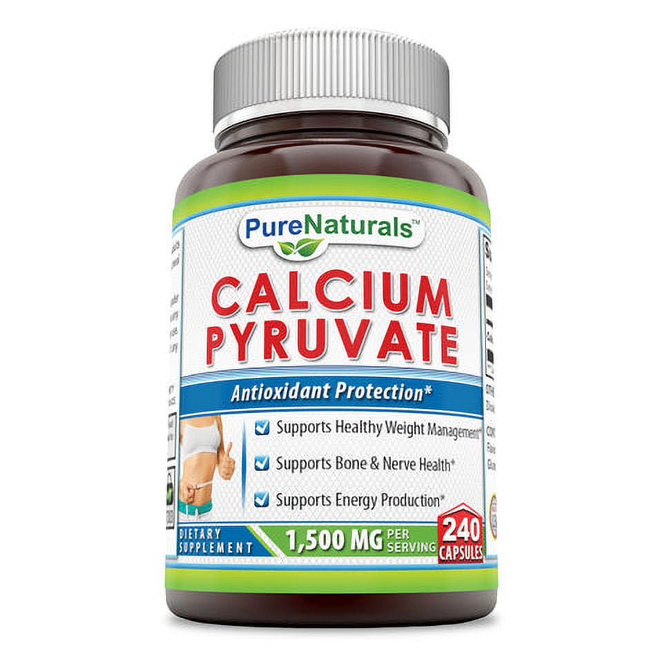 Pure Naturals Calcium Pyruvate 1500mg Per Serving 240 Capsules ...