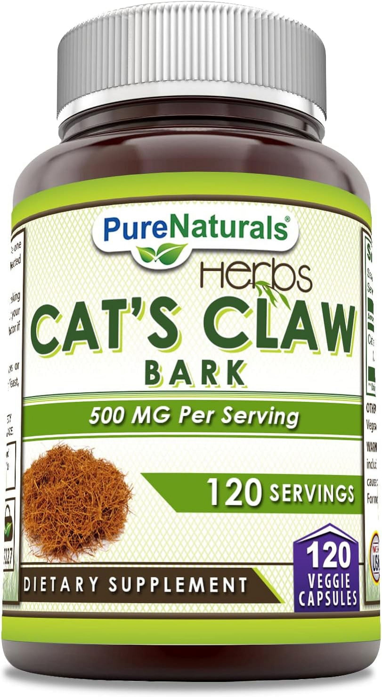 Pure Naturals Cat's Claw Bark Dietary Supplement 500 Mg Per Serving 120 ...