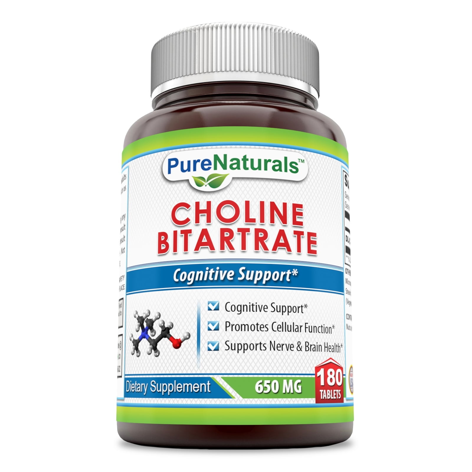 Pure Naturals Choline Bitartrate 650 Mg 180 Tablets - Walmart.com