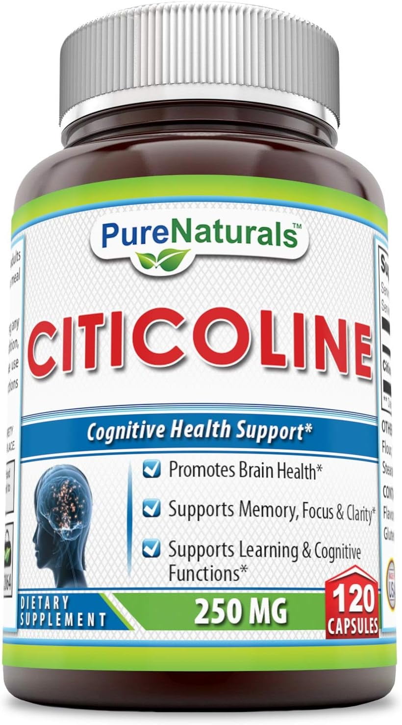 Pure Naturals Citicoline Capsules 250 mg, 120 Count, Non-GMO, Gluten ...