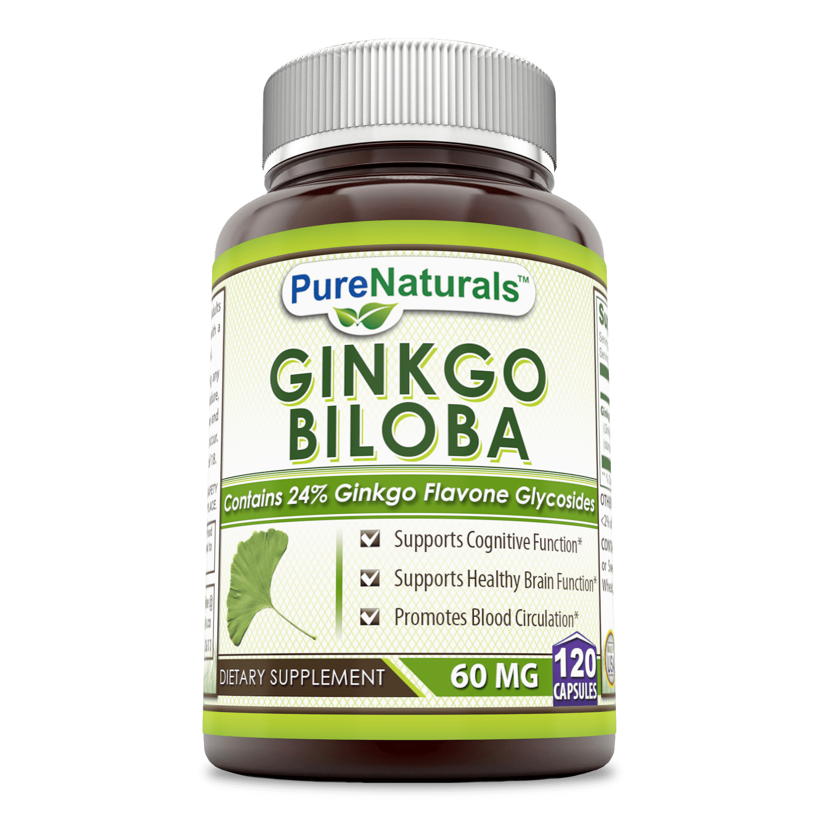 Pure Naturals Ginkgo Biloba Supplement - Standardized to Contain 24% ...