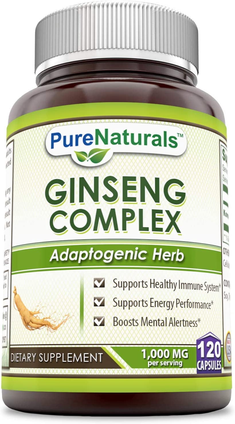 Pure Naturals Ginseng Complex 1000mg Korean Ginseng Extract Supplement ...