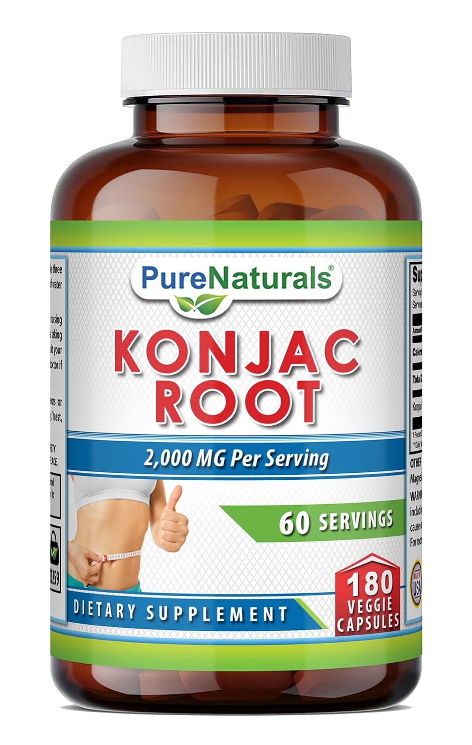 Pure Naturals Konjac Root 2000 Mg Per Serving 180 Veggie Capsules ...