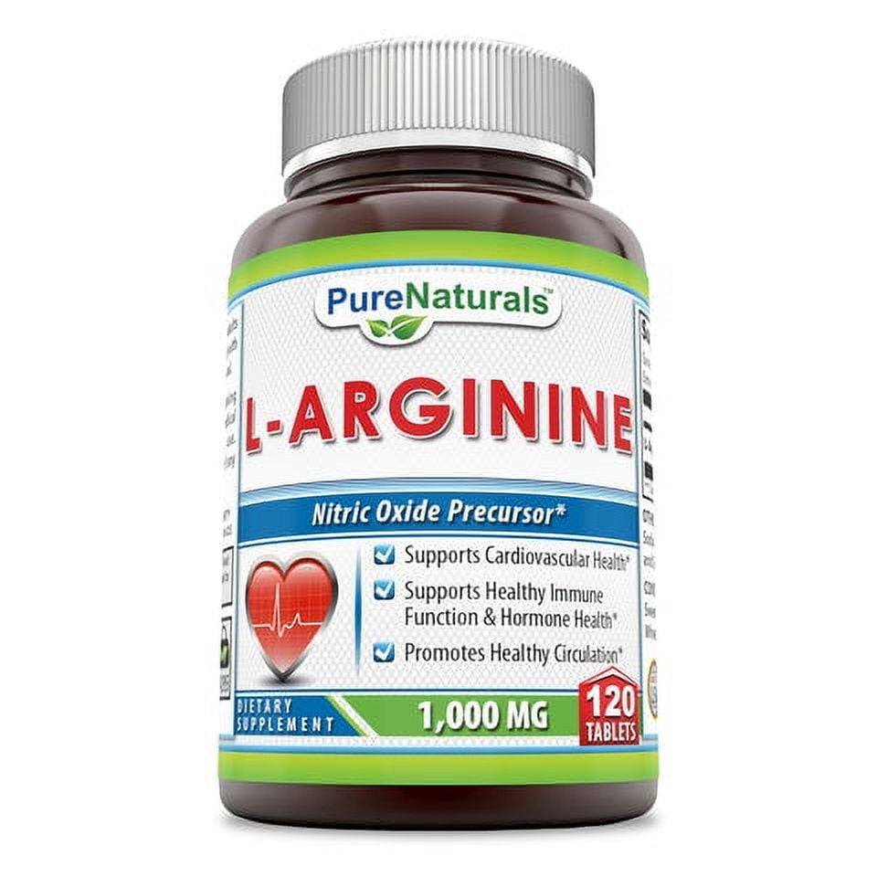 Pure Naturals L-Arginine 1000mg Supplement, 120 Tablets - Walmart.com