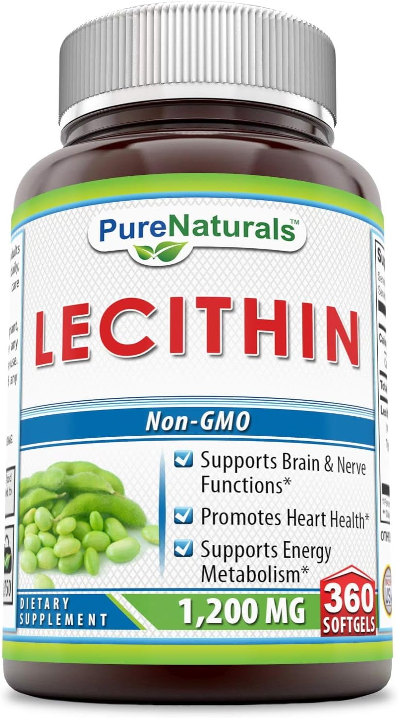Pure Naturals Lecithin 1200 mg Per Serving 360 Softgels Supplement ...