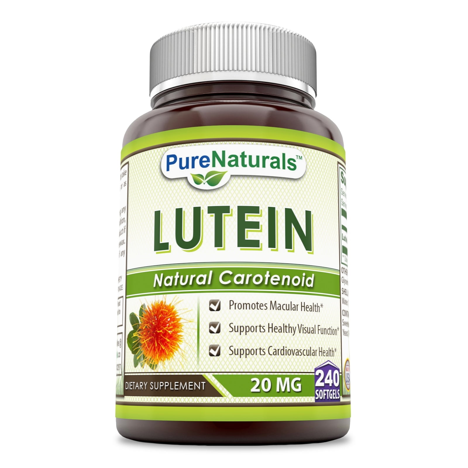 Pure Naturals Lutein with Zeaxanthin Softgels, 20 mg, 240 Count ...
