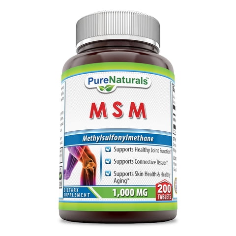 Pure Naturals Bulk Pills MSM 1000mg, 200 Vitamins Tablets, Non-GMO ...