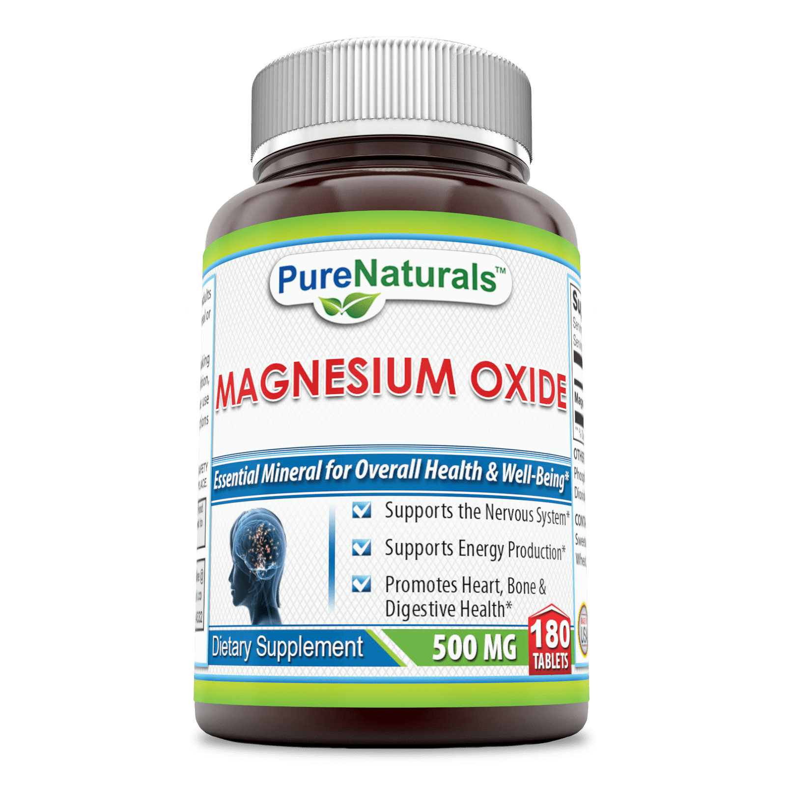Pure Naturals Magnesium Oxide 500 Mg 180 Tablets - Walmart.com