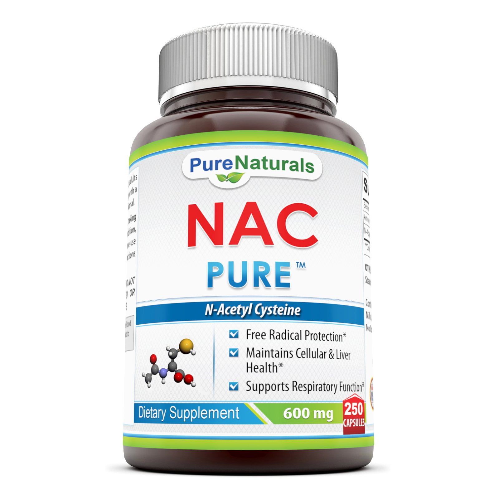Pure Naturals NAC 600 mg 250 Capsules - Walmart.com
