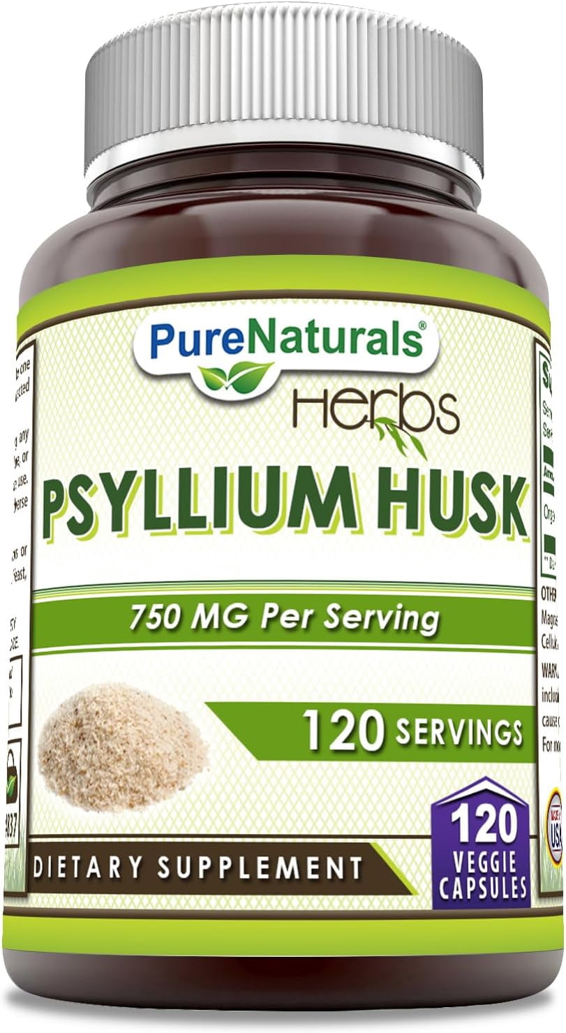 Pure Naturals Psyllium Husk 750mg Veggie Capsules - 120 Servings ...