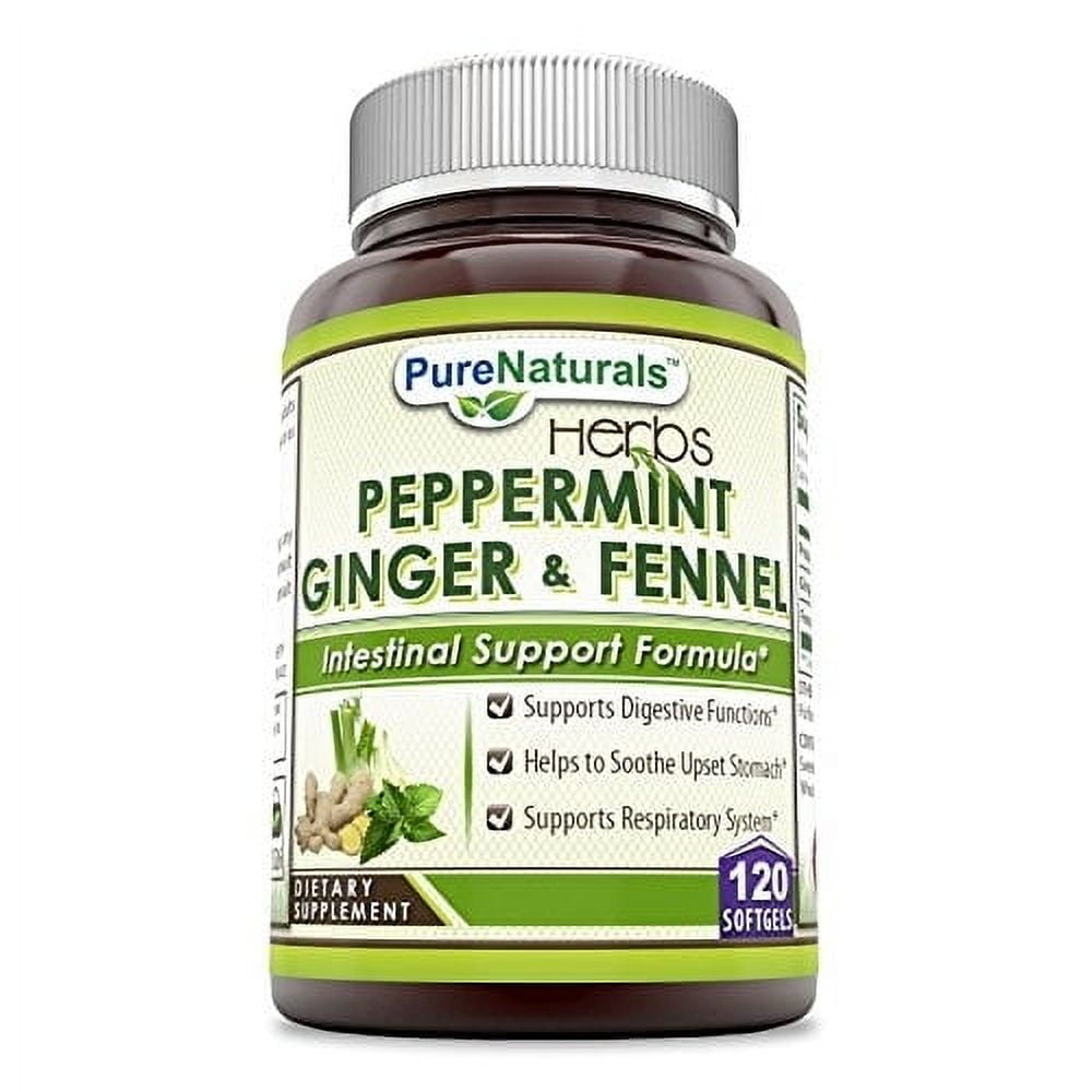 Pure Naturals Peppermint Ginger & Fennel 437mg Per Serving 120 Softgels ...