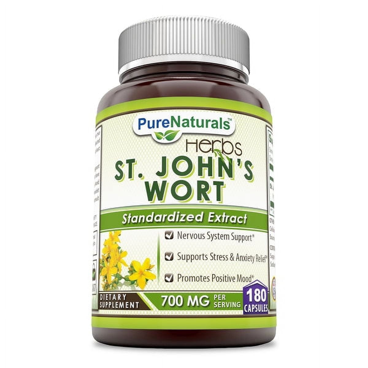 Pure Naturals St. Johns Wort 700 MG Extract - 180 Non-GMO, Gluten Free ...
