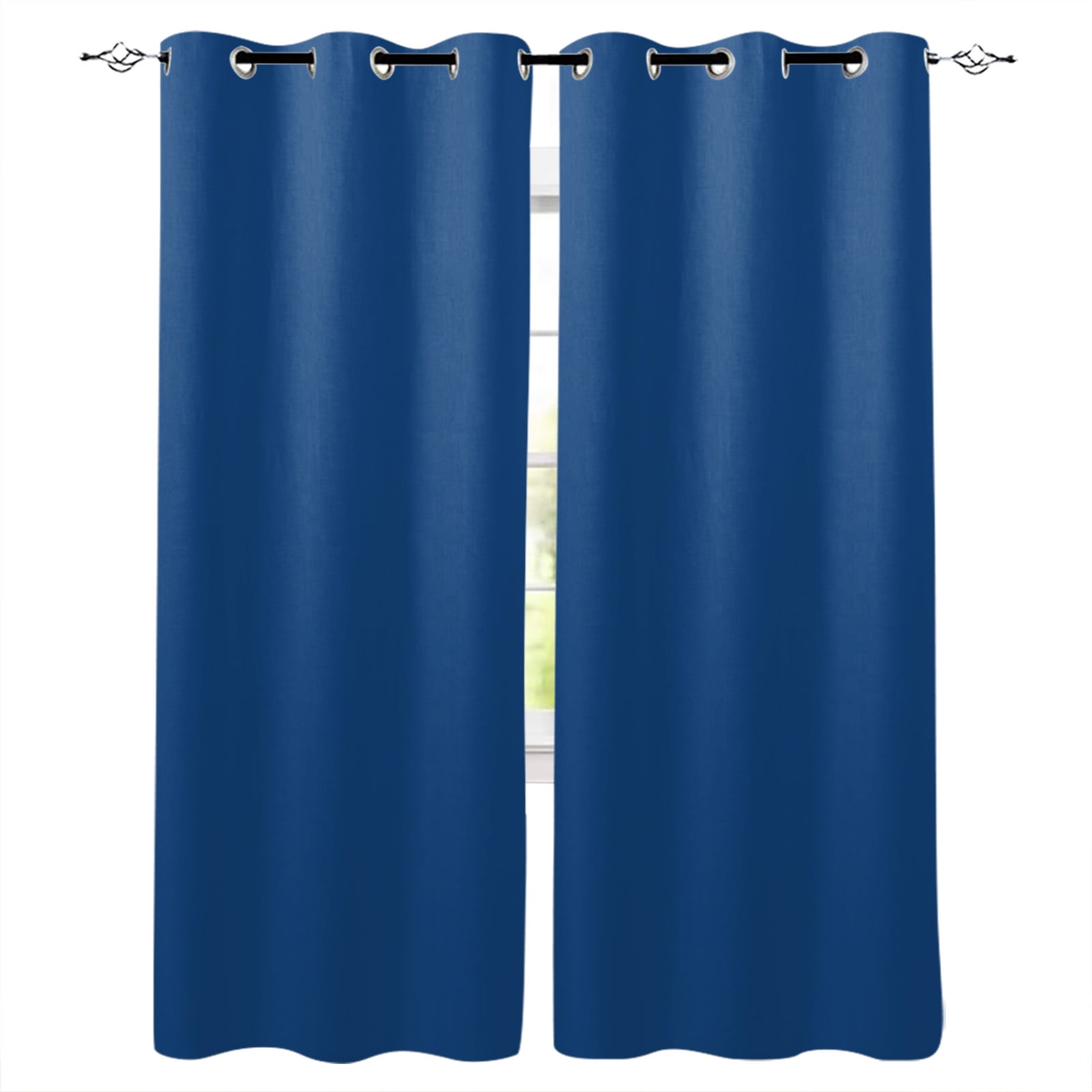 Pure Navy Blue Blackout Curtains 54 Inches Long for Bedroom, Simple ...