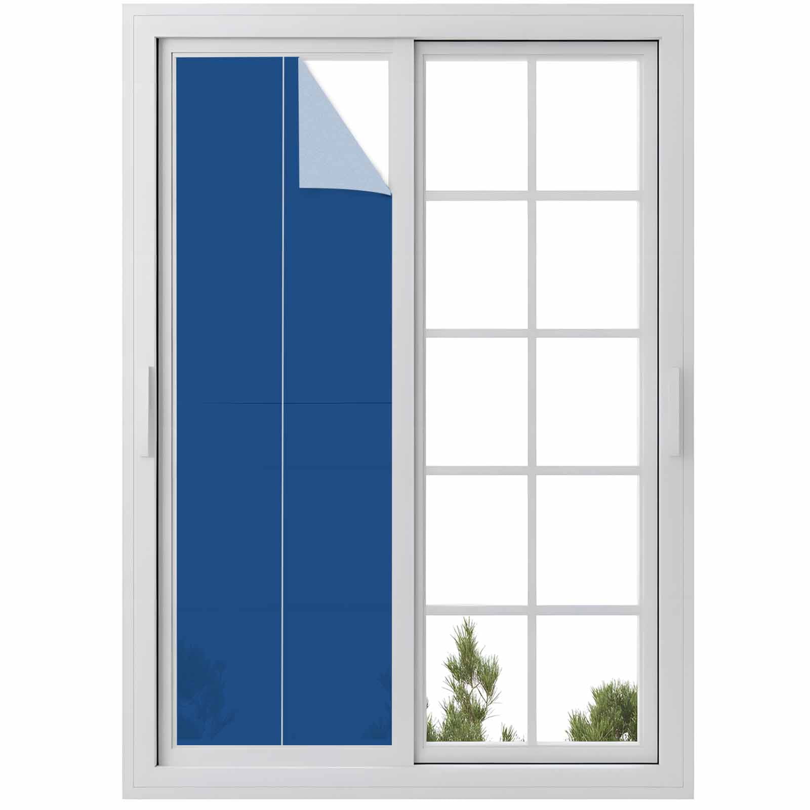 Pure Navy Blue Window Privacy Film, Simple Solid Color Static Cling UV ...
