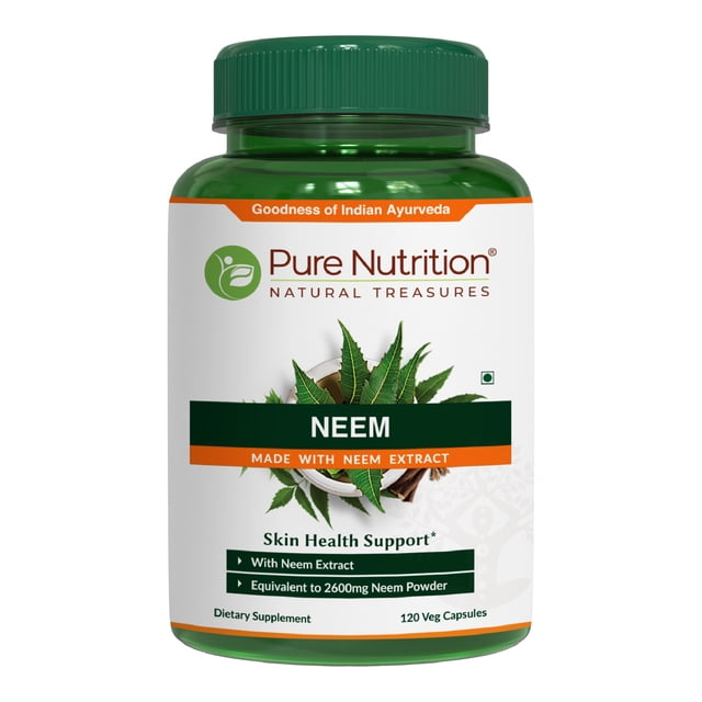 Pure Nutrition Neem Capsules 700mg. Equivalent to 2600mg Neem Leaf ...