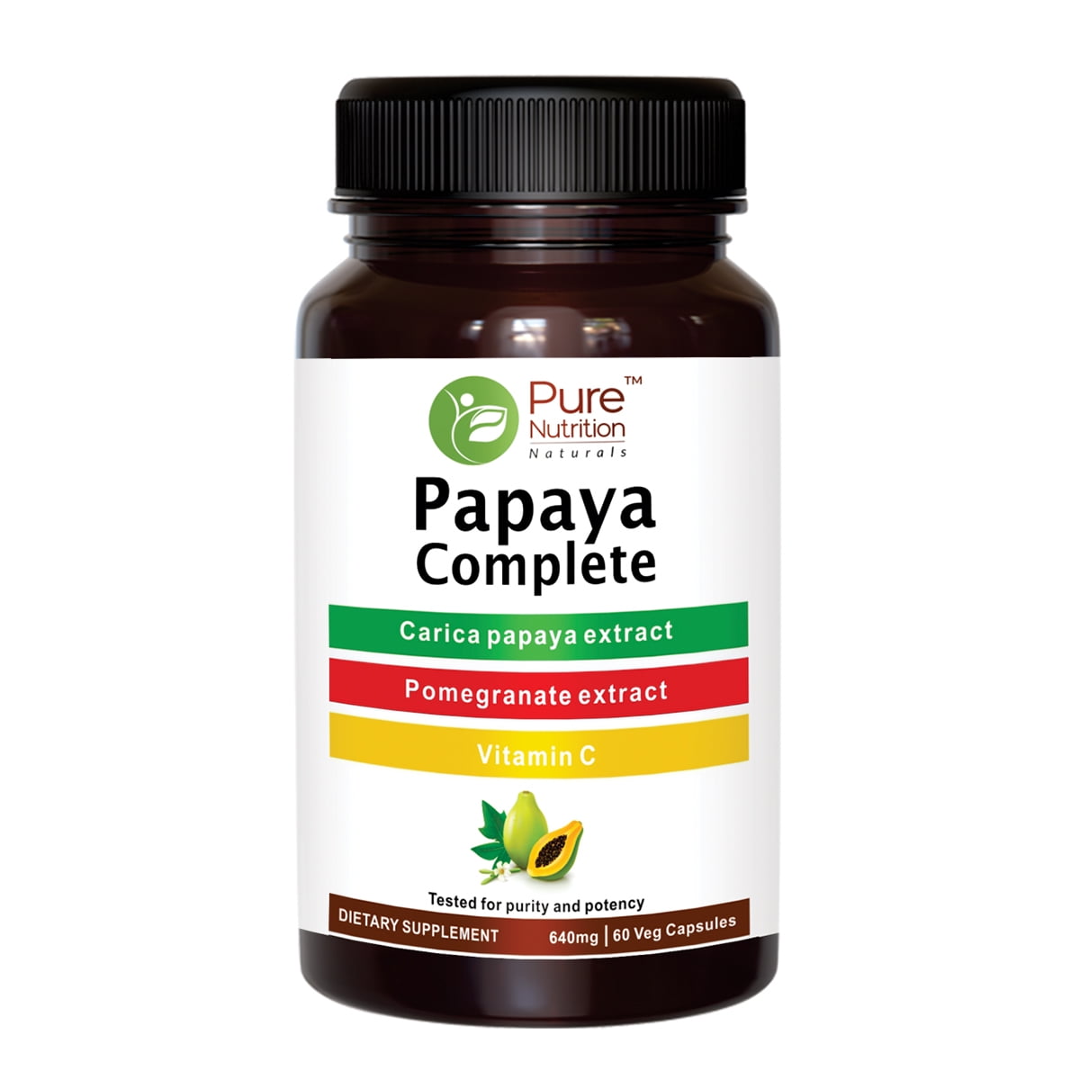 Pure Nutrition Papaya Complete Veg Capsules - 60ct, 500mg, Supports ...
