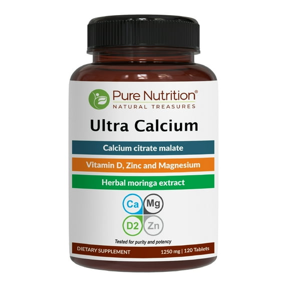 Pure Nutrition Ultra Calcium Citrate 1250 mg Bone Supplement with ...
