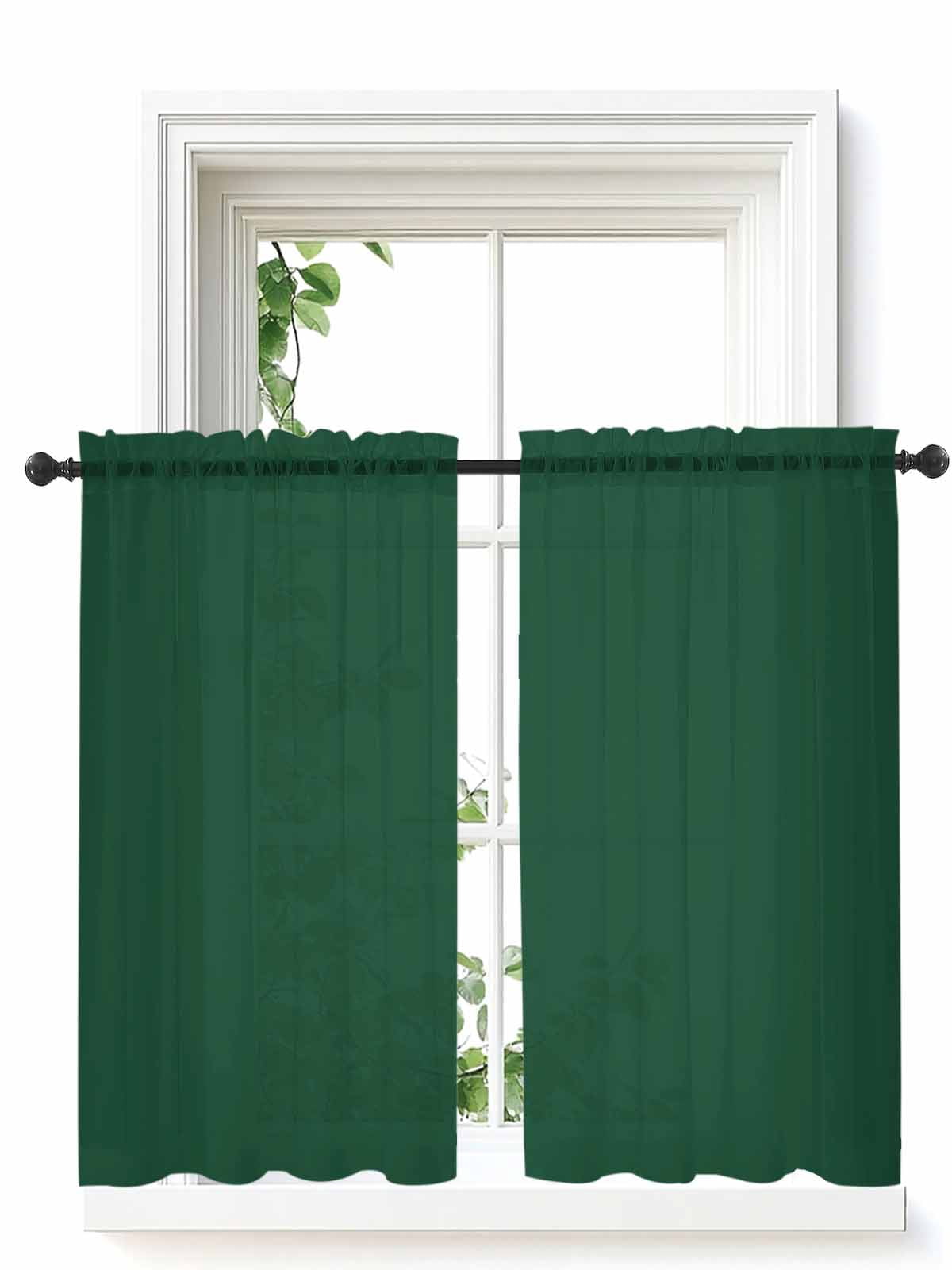 Pure Olive Green Curtains 54 Inch Length, Sheer Curtains for Bedroom ...