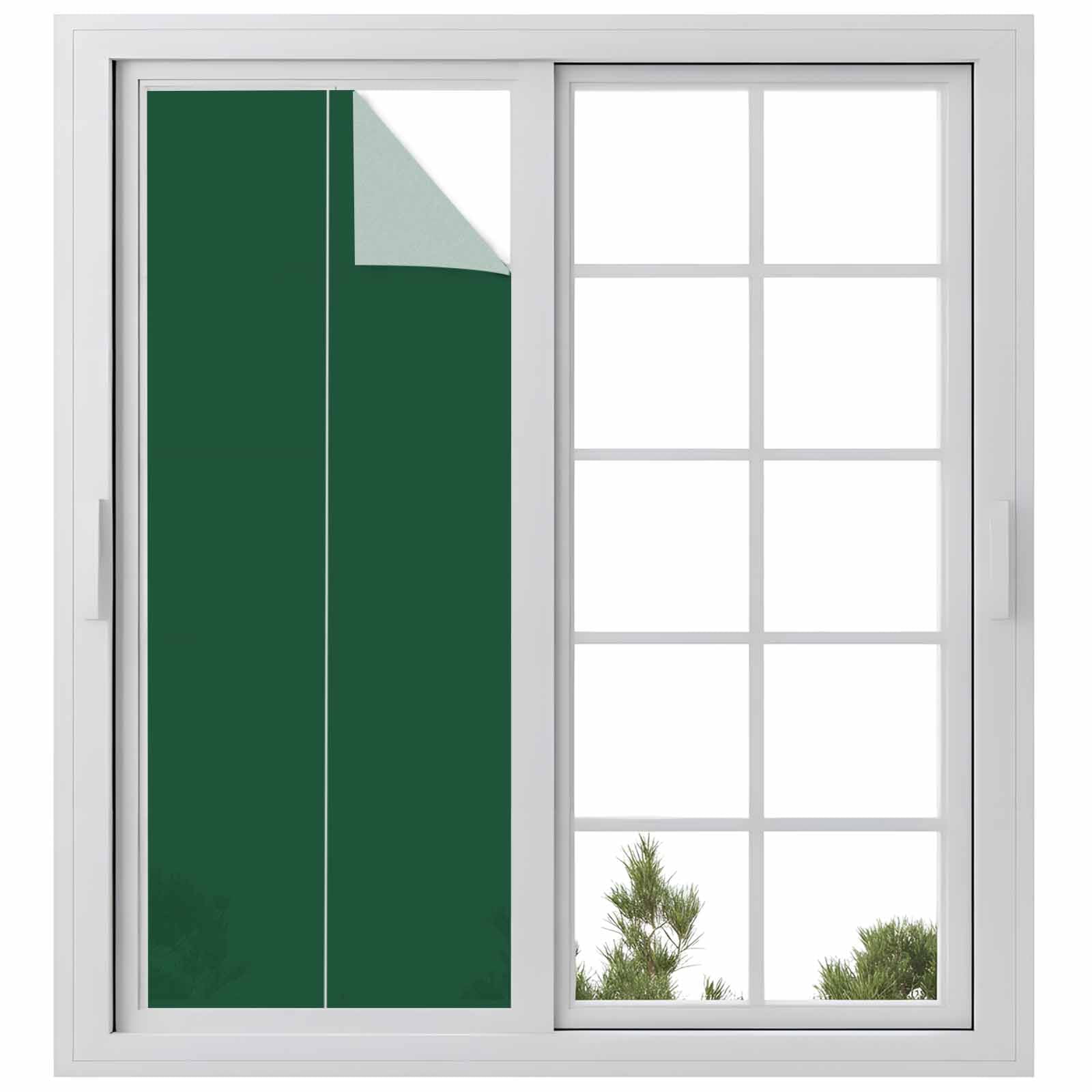 Pure Olive Green Window Privacy Film, Simple Solid Color Static Cling ...