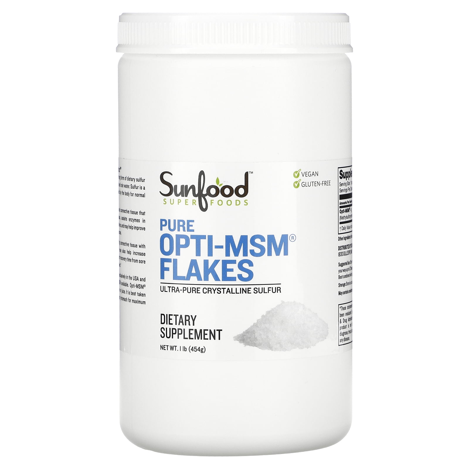 Pure Opti-MSM Flakes, 1 lb (454 g), Sunfood - Walmart.com