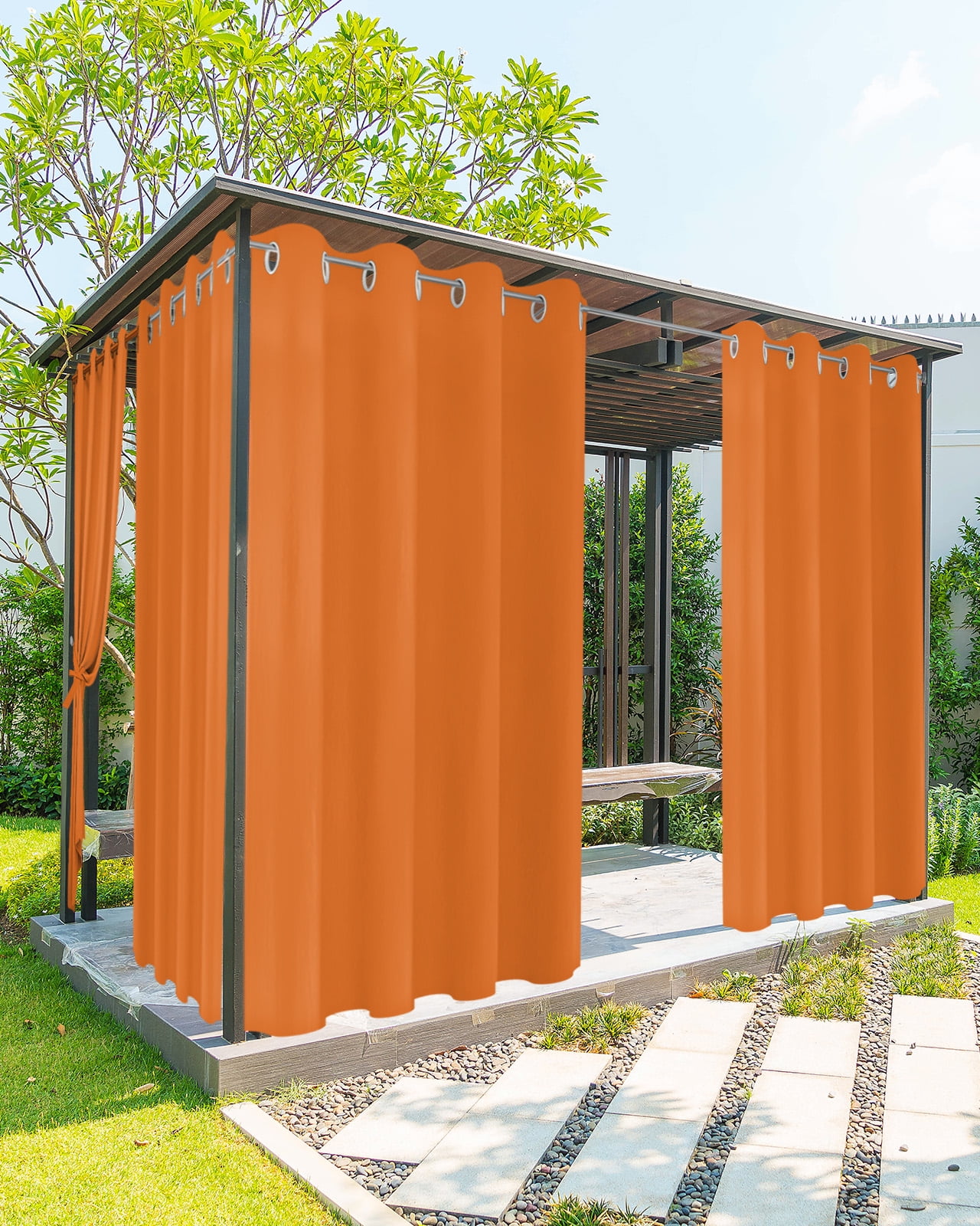 Pure Orange Outdoor Curtains for Patio Waterproof,Minimalist Classic ...
