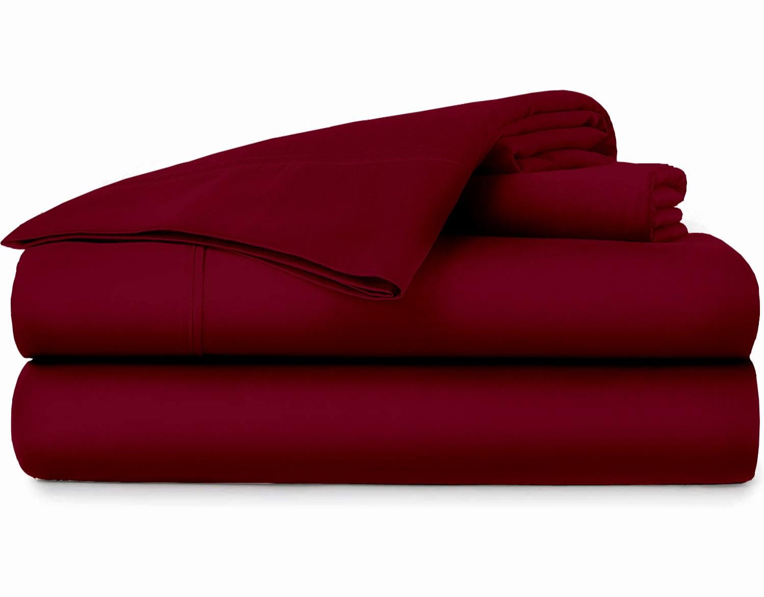 Pure Organic Cotton Sheets Short King Size Burgundy Color Bedsheet
