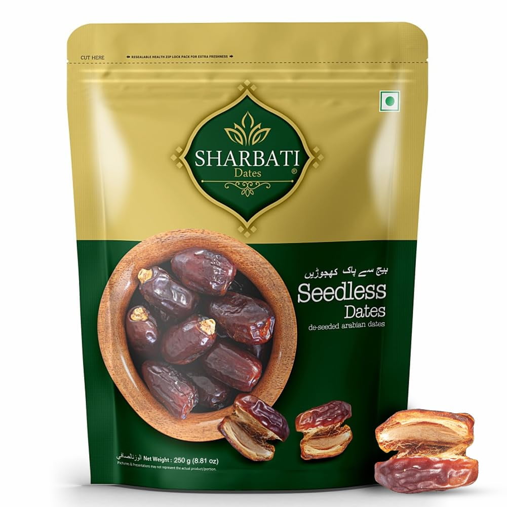 Pure Organic De Seeded Arabian Dates By Sharbati Dates 250gm, | Rich ...