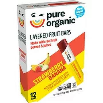 Pure Organic Layered Fruit Bars, Strawberry Banana (Pack of 18 ...