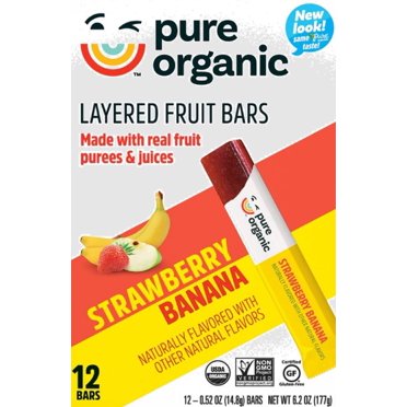 Pure Organic Vegan Layered Fruit Bars, Natural Variety Pack, 0.63 Ounce ...